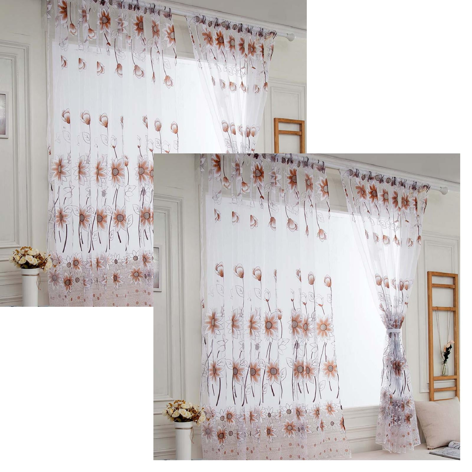 Small Window Valance,1 PCS Vines Leaves Tulle Door Window Curtain Drape ...
