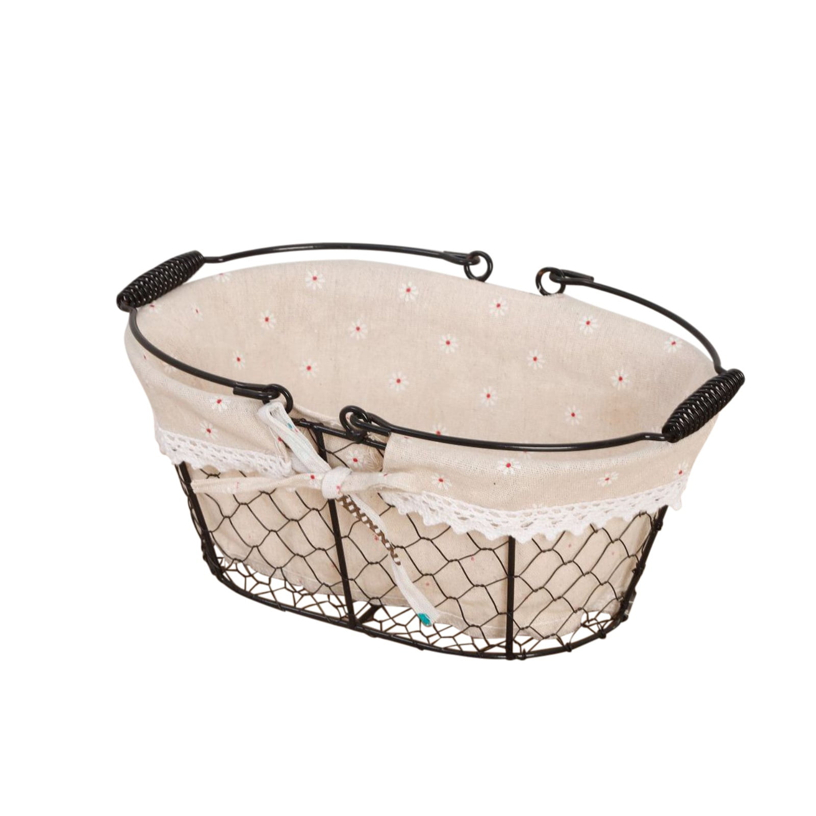 Small Wire Baskets with Liner and Handle, Rustic Bread Basket Food ...