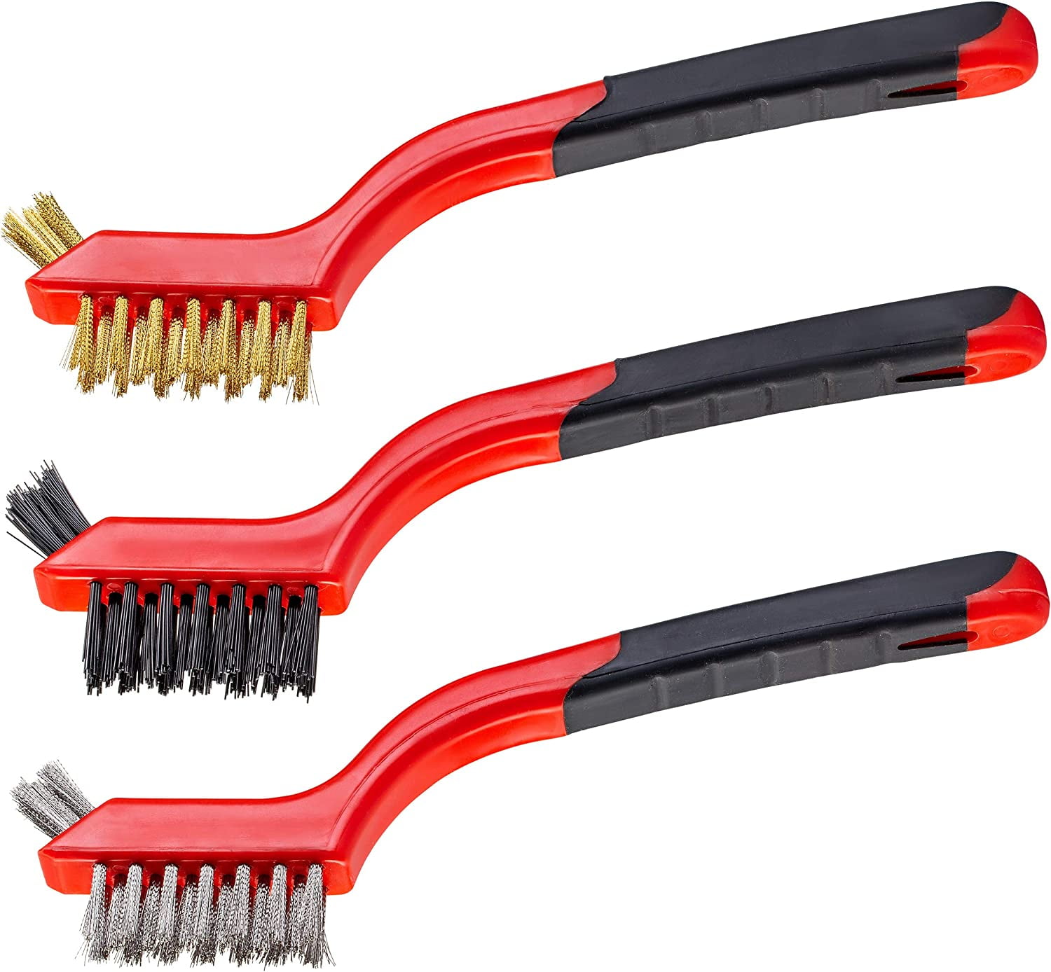 Small Wire Brush Set, Wire Brushes for Cleaning Rust Removal, 3 Brush ...