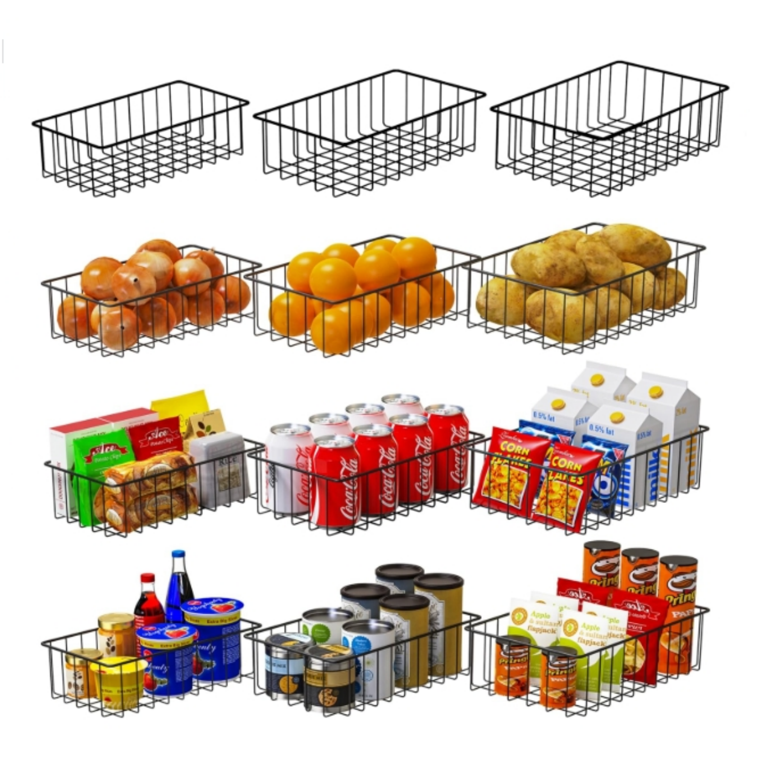 Small Wire Storage Baskets for Organizing,Pantry Organization Bins for ...