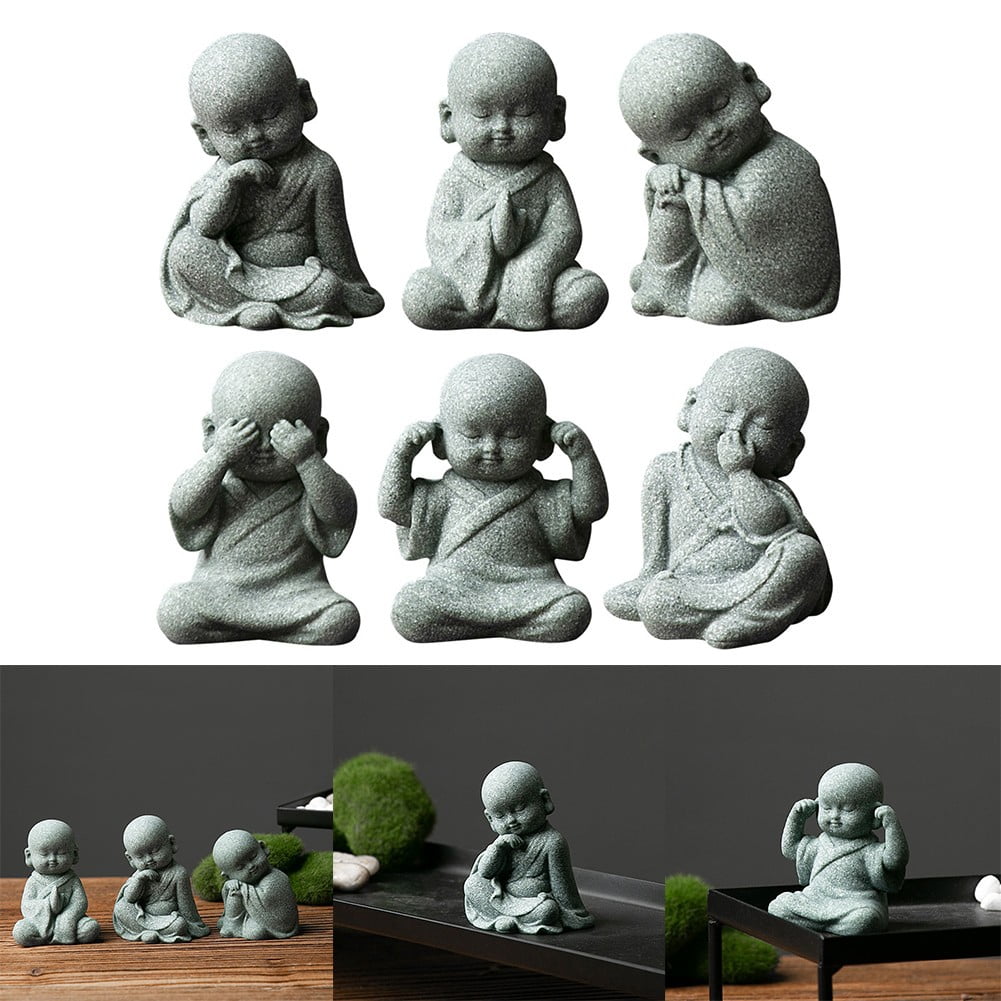 Small Wise Buddha Monk Figurines Ornaments Statues See Speak Hear No ...