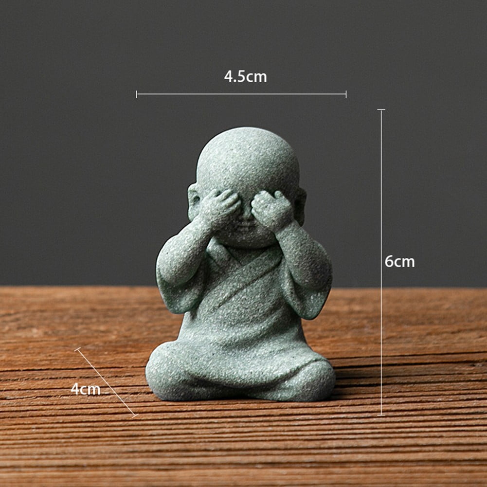 Small Wise Buddha Monk Figurines Ornaments Statues See Speak Hear No ...