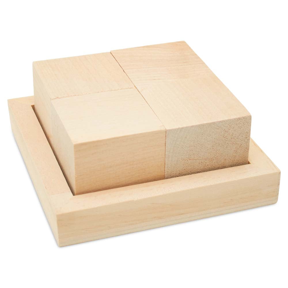 Small Wood Block Puzzles, 4 1-3/4 inch Wood Cubes in 4-3/8 inch Wood ...