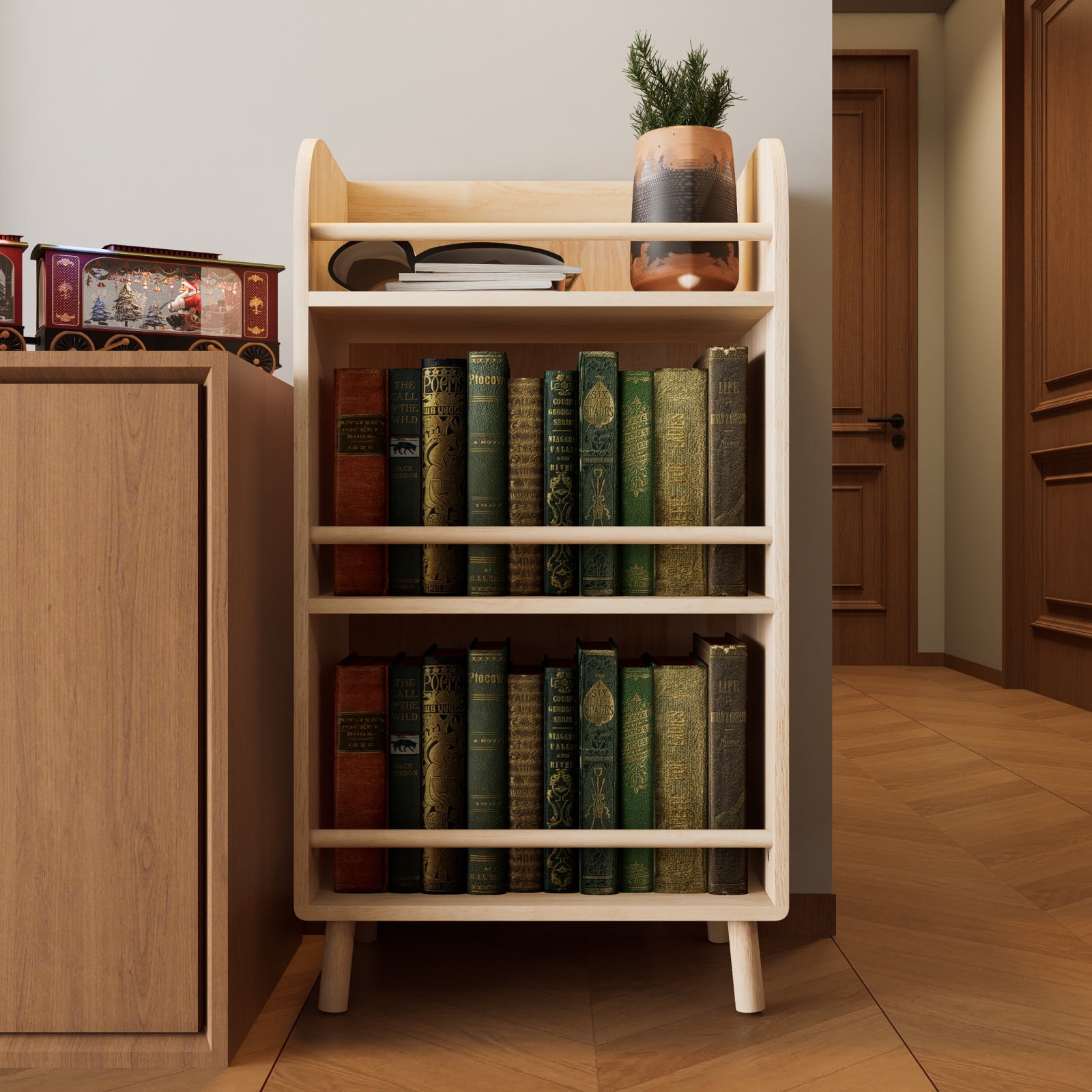 Small Wood Bookshelf - 0.6" Thick Shelves, Heavy-Duty 3-Tier Bookcase ...