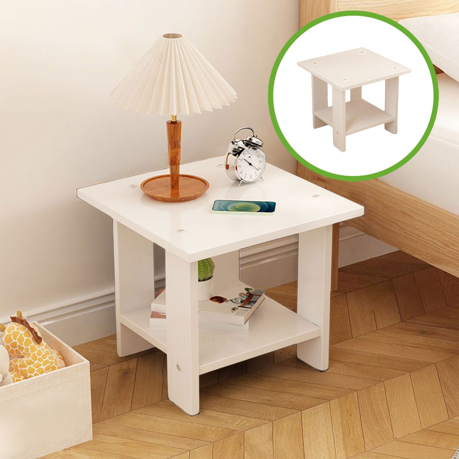 Small Wood Side Table for Living Room | Modern Bedside Shelf | Space ...