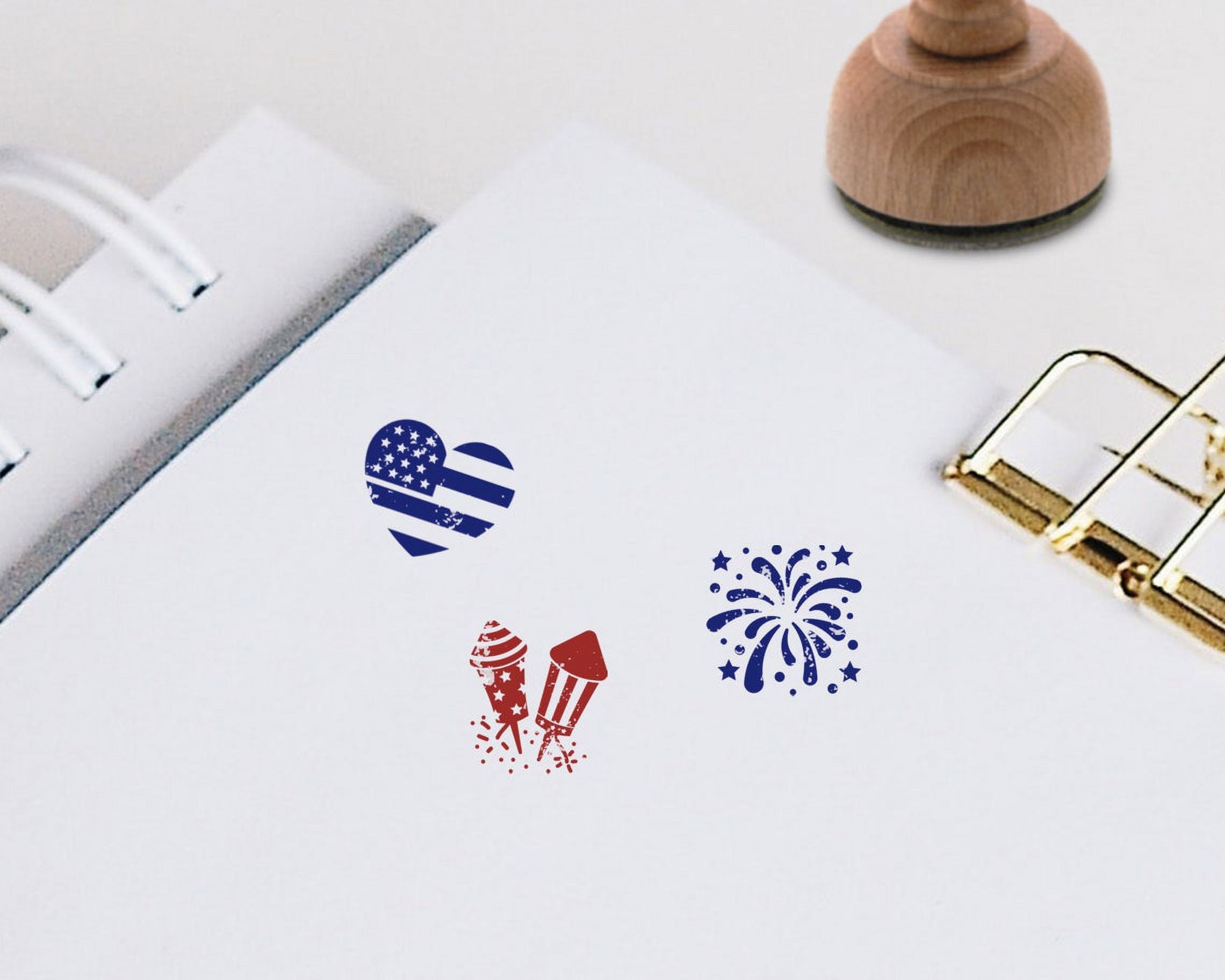 Small Wood Stamp | Fireworks Stamp | USA Flag Stamp | 4th of July Stamp ...