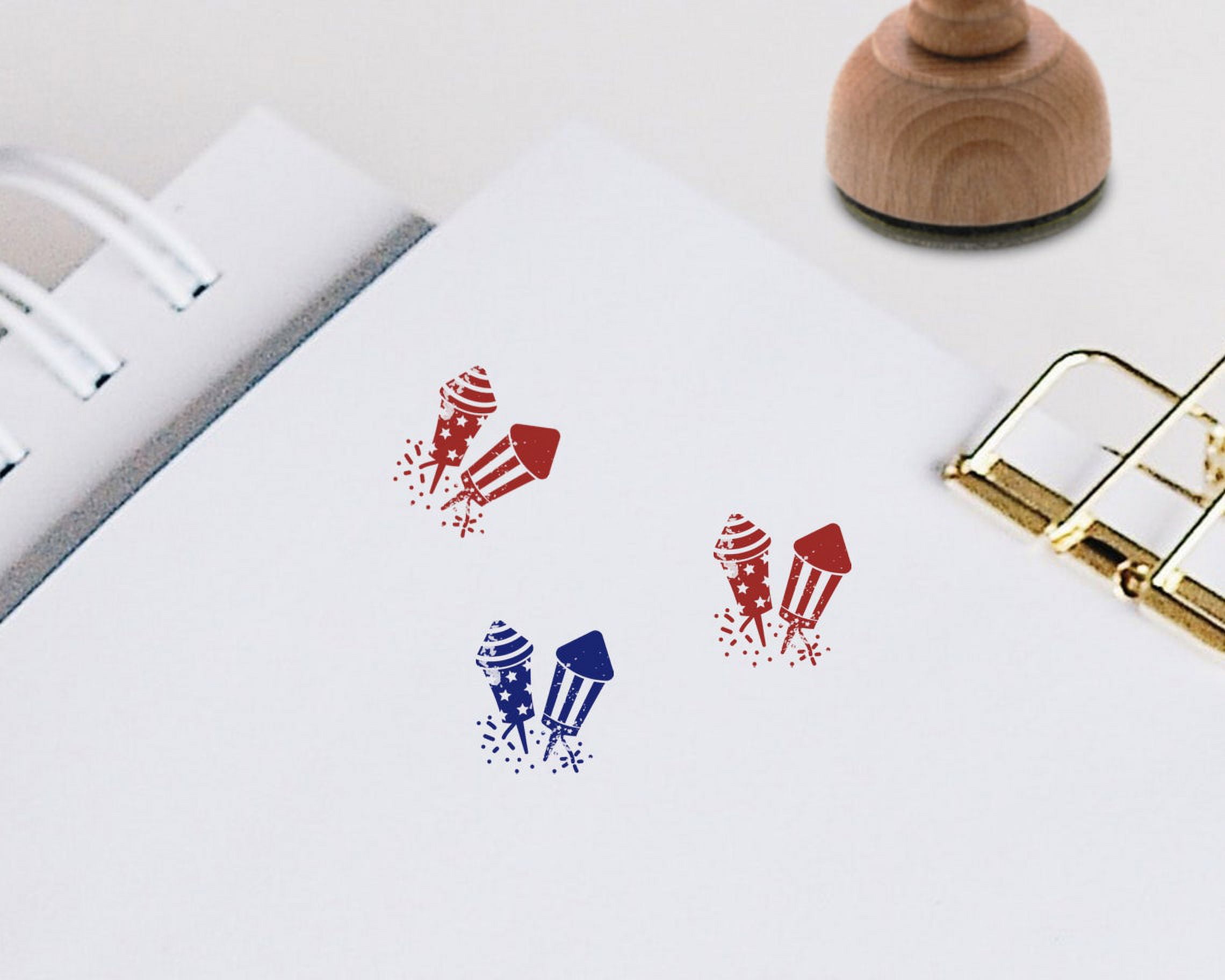 Small Wood Stamp | Fireworks Stamp | USA Flag Stamp | 4th of July Stamp ...