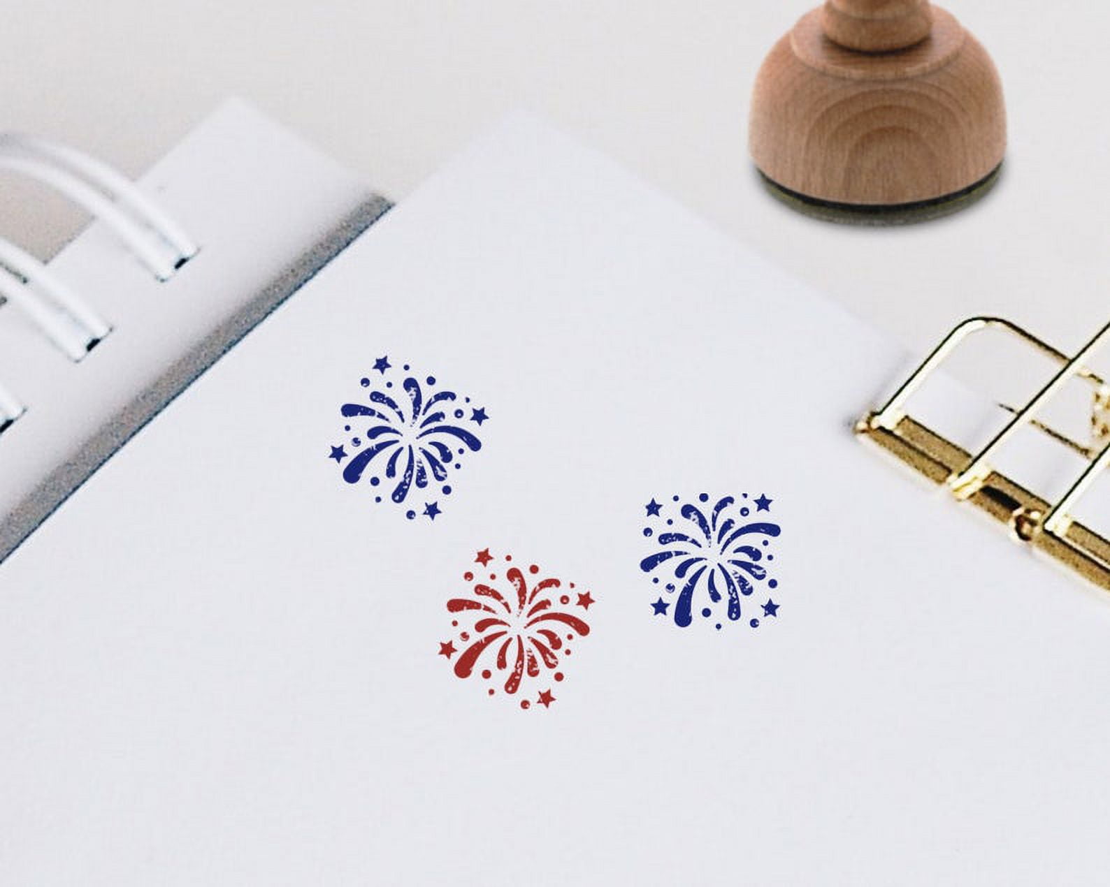 Small Wood Stamp | Fireworks Stamp | USA Flag Stamp | 4th of July Stamp ...