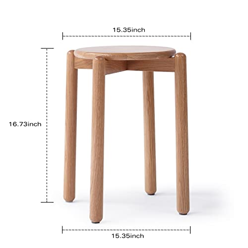 Small Wood Stool, 100% Oak Wood Kitchen & Dining Room Stools, Kids ...