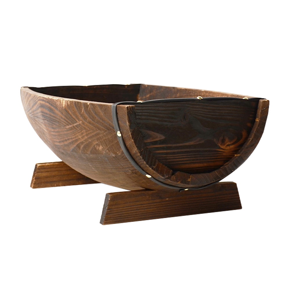 Small Wooden Bucket Half Barrel Planters Vintage Plant Pots 11.7x6.2 ...