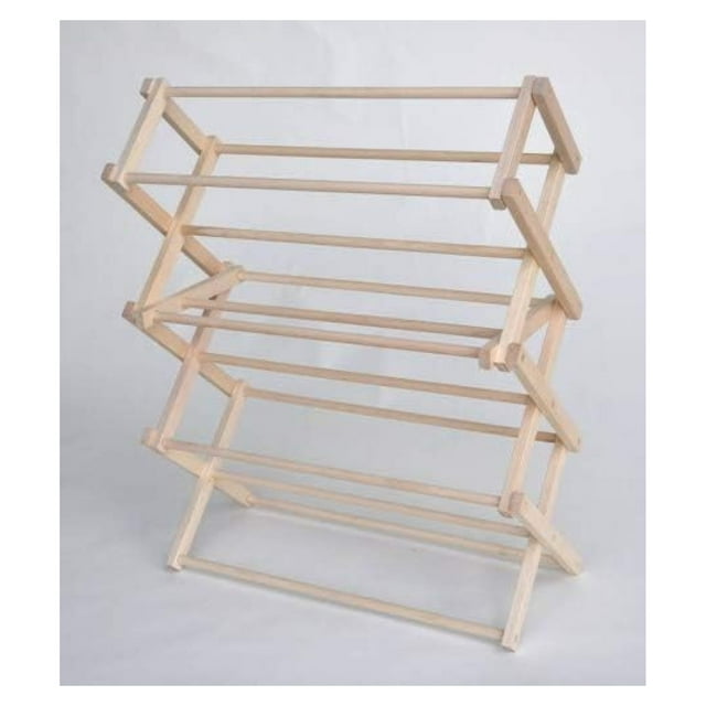 Small Wooden Clothes Drying Rack-Folding, Heavy Duty, Standing-Portable ...
