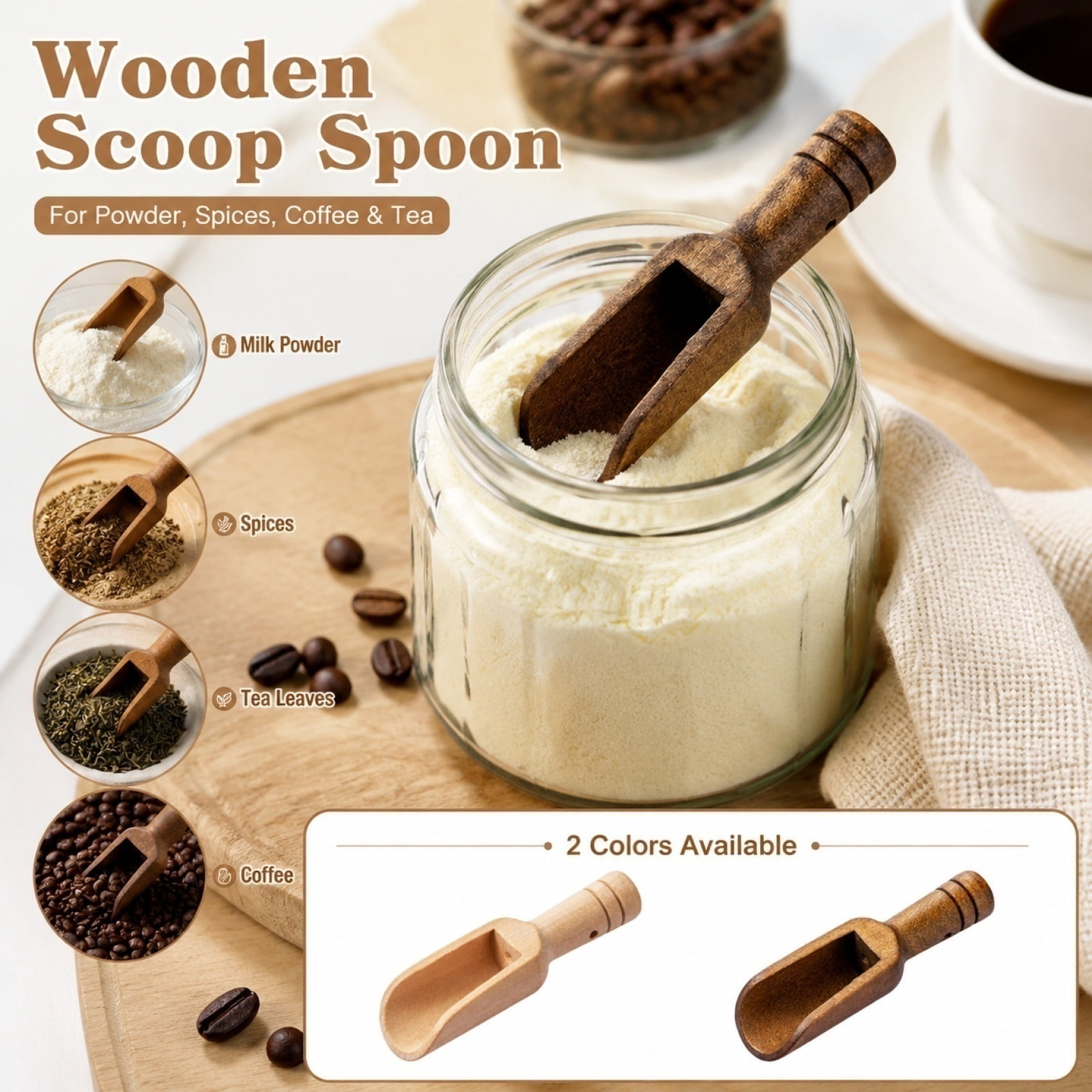 Small Wooden Scoop, Wooden Measuring Scoop, Tea Scoop, Flour Scoop ...
