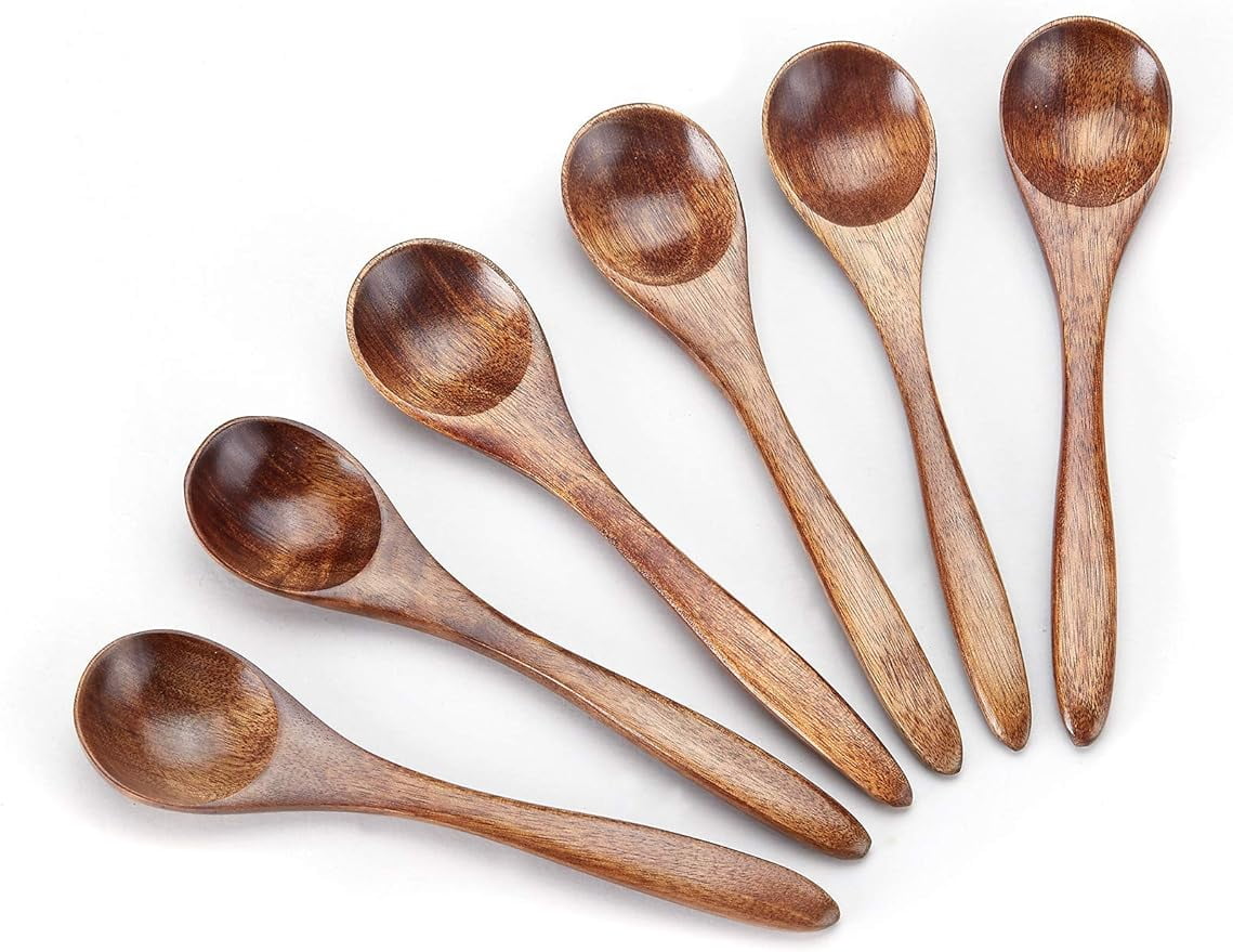 Small Wooden Teaspoon, 6pcs Serving Wooden Utensils For Cooking ...