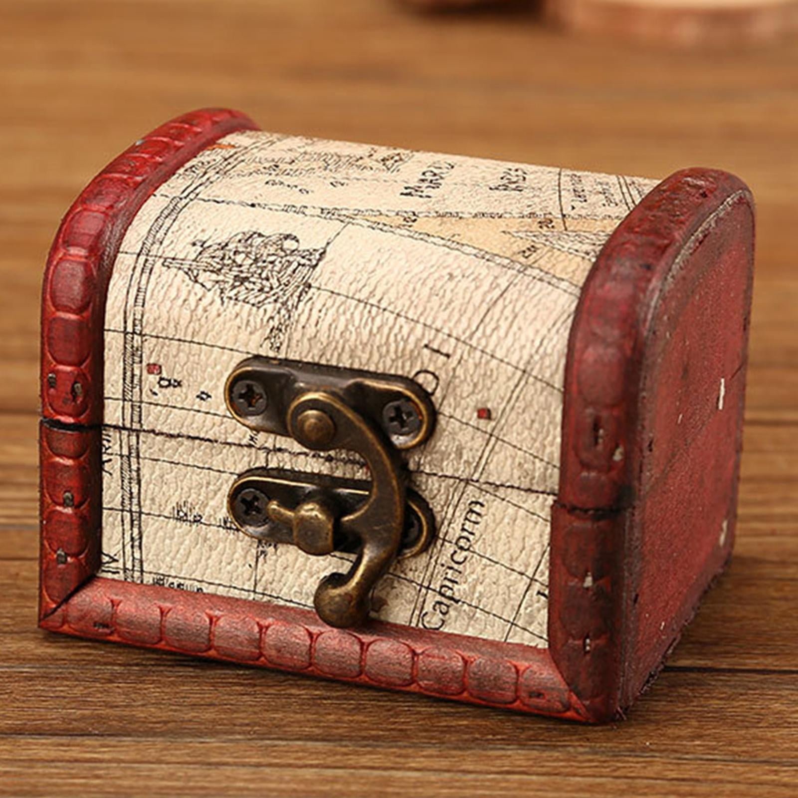 Small Wooden Treasure Chest Collections Trinket Jewelry Hobby Organizer ...