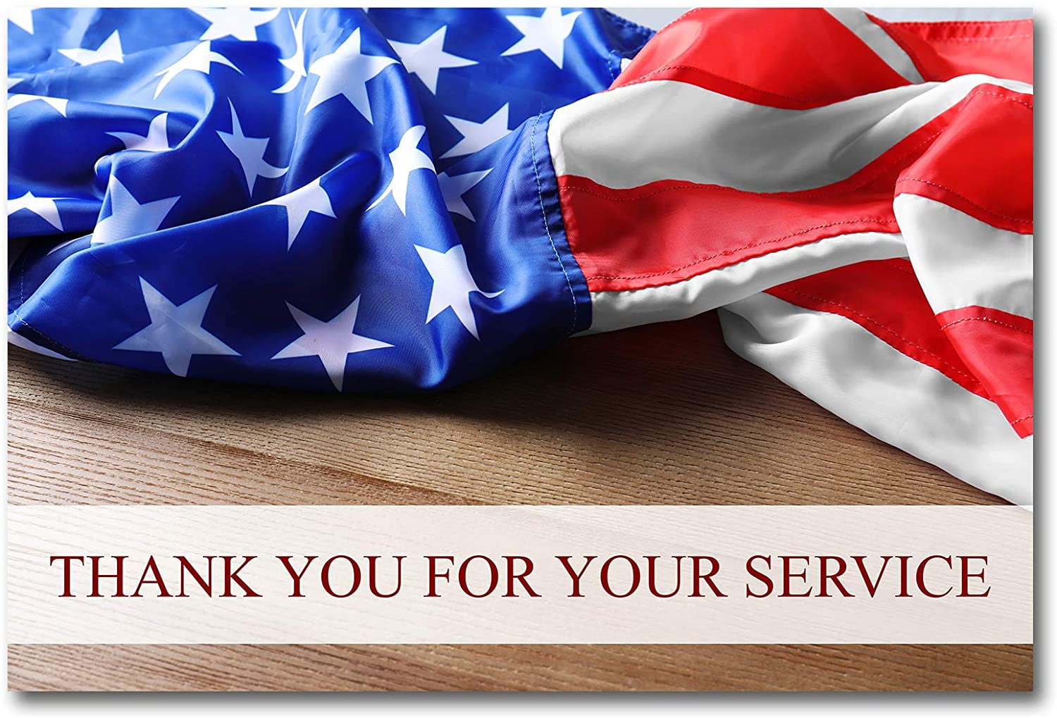 American Flag Service Thank You Cards - 24 Count, Blank Inside with ...