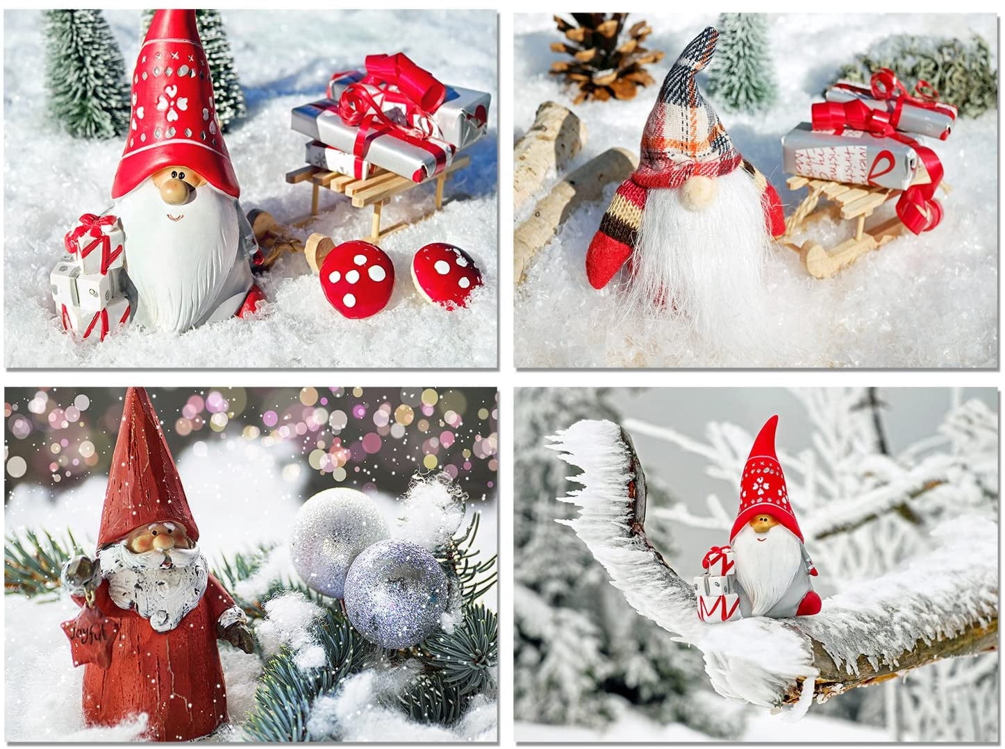 Small World Greetings 12 Christmas Gnomes Cards - Blank Inside, A2 Size ...