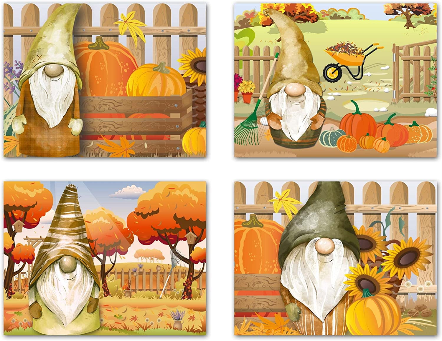 Small World Fall Gnomes Cards - 12 Count, A2 Size, Blank Inside with ...