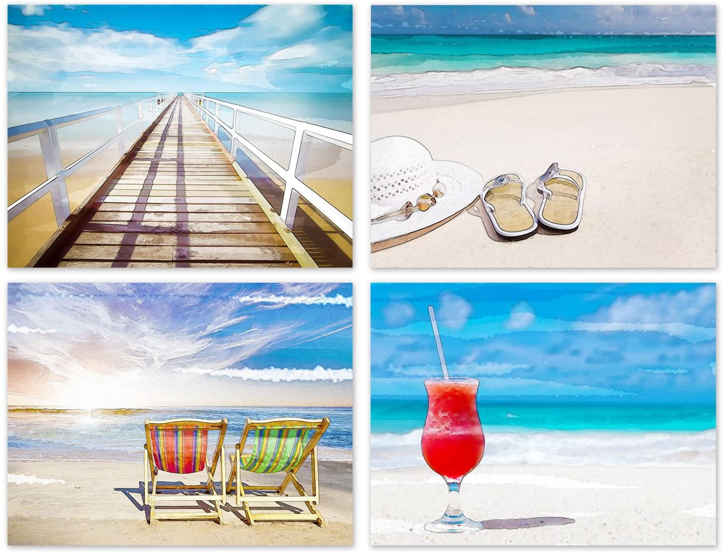 Small World Greetings Watercolor Beach Note Cards 24 Count - Blank ...