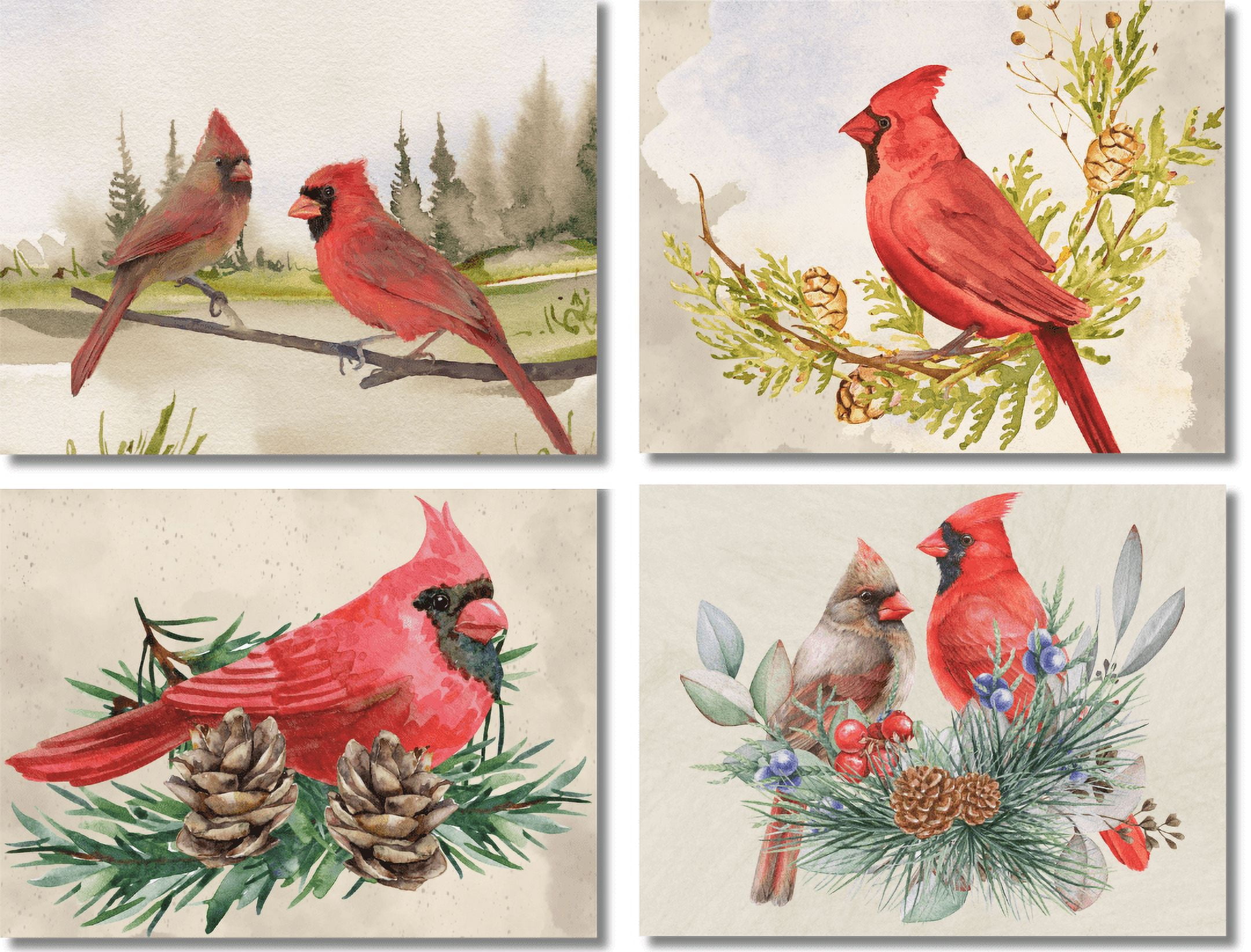 Small World Greetings Watercolor Cardinal Note Cards 12 Count - Blank ...