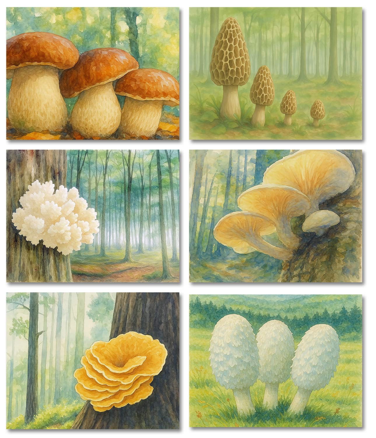 Small World Greetings Wild Mushroom Foraging Note Cards 12 Count-Blank ...