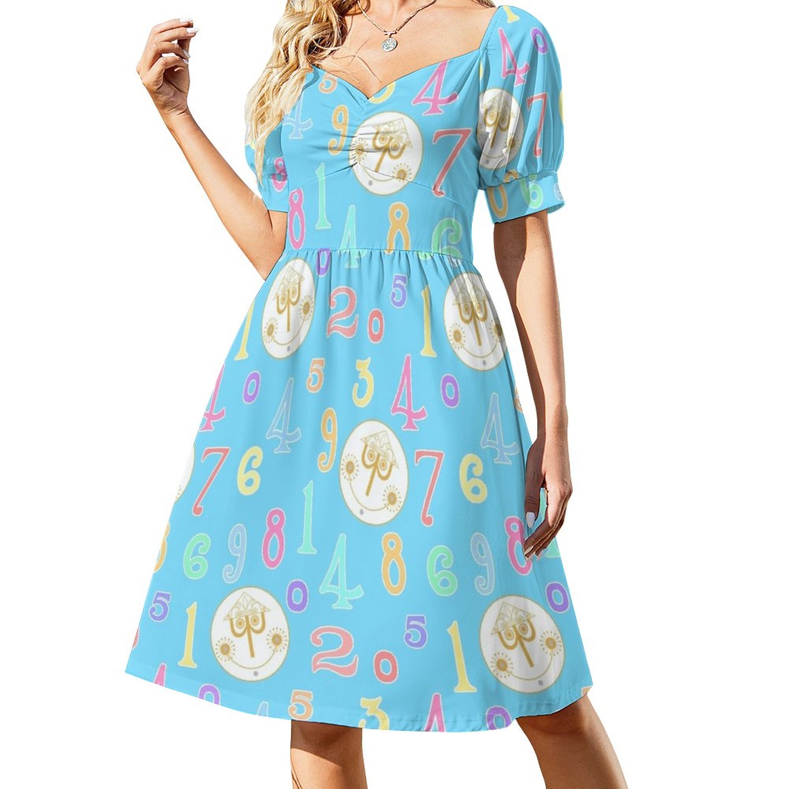 Small World Numbers Blue Sleeveless Dress Women's summer dress Women's ...