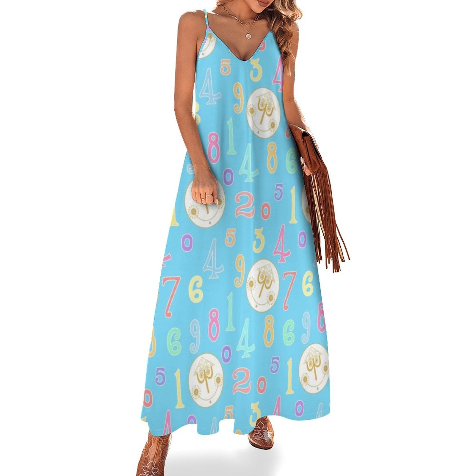 Small World Numbers Blue Sleeveless Dress wedding guest dress 2024 ...