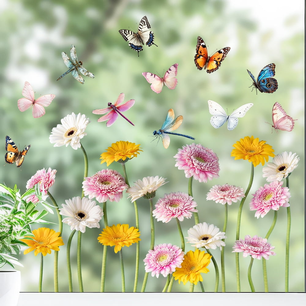 Small and fresh multi-color daisy flower cluster glass stickers for ...