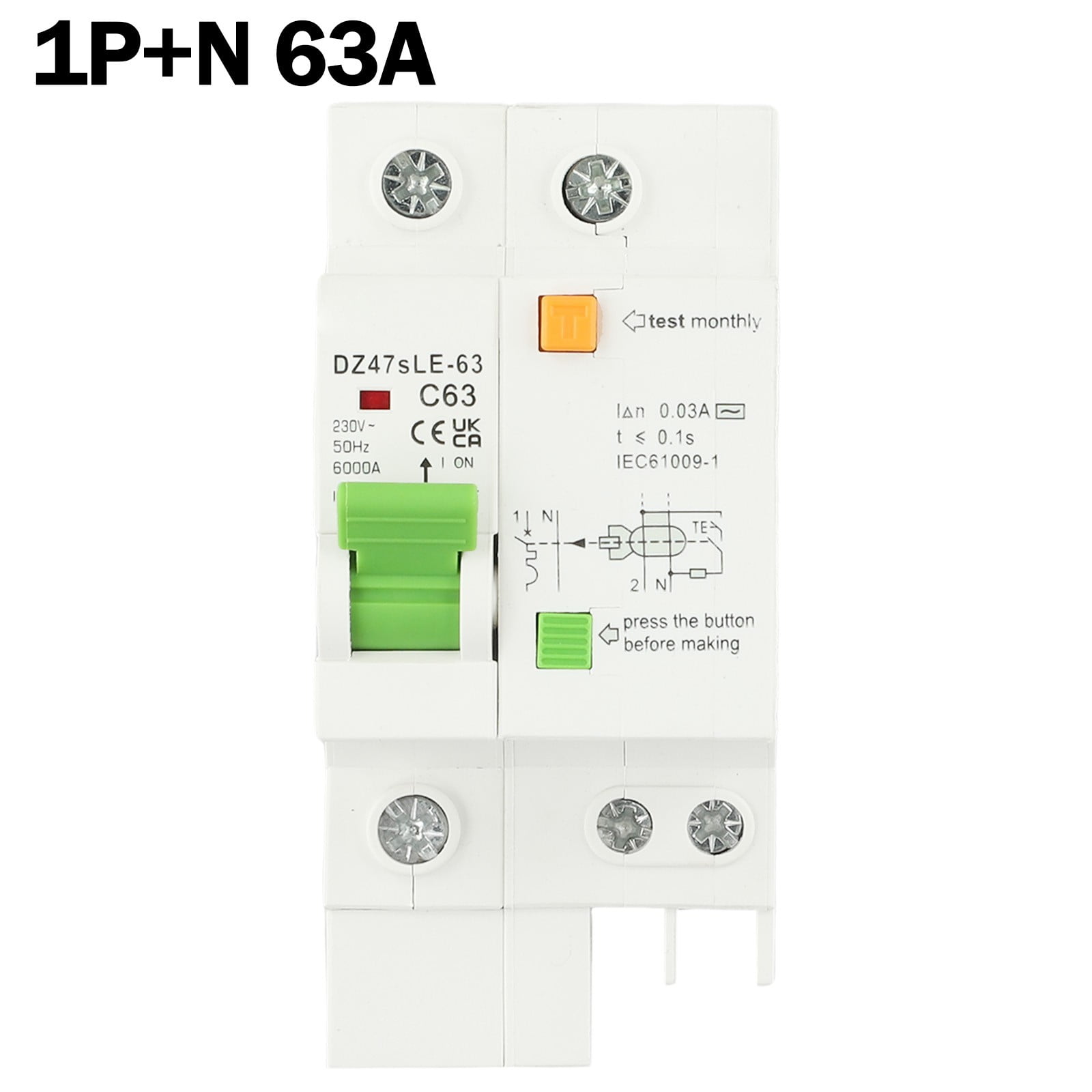 Small Circuit Breaker Air Switch 1P+N 63A Ac230V Leakage Protection ...