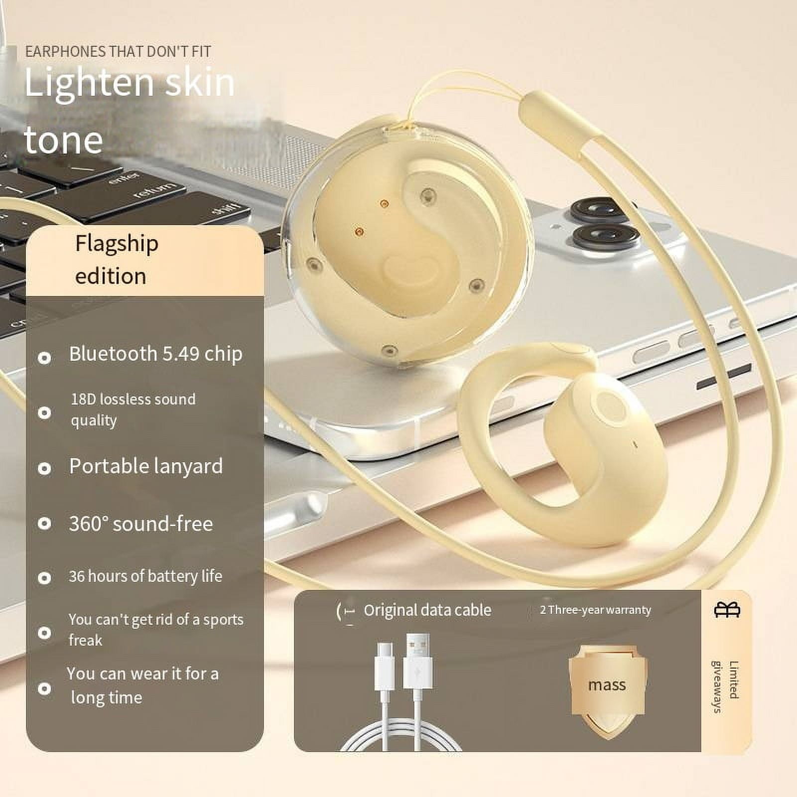 Small coconut ball TWS Bluetooth earphone Hanging ear bone conduction ...