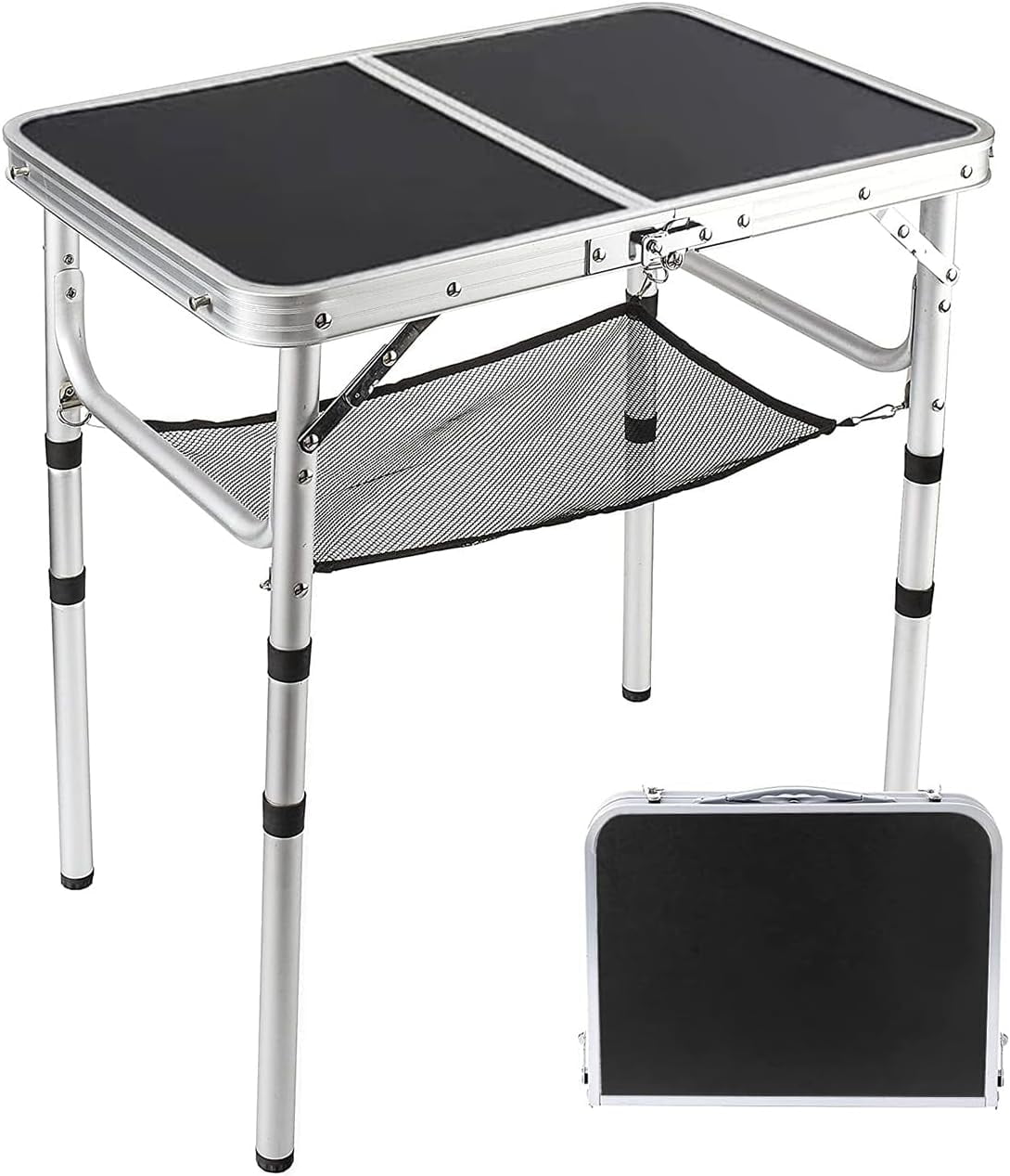 Small folding table, portable camping table with grid stand ...