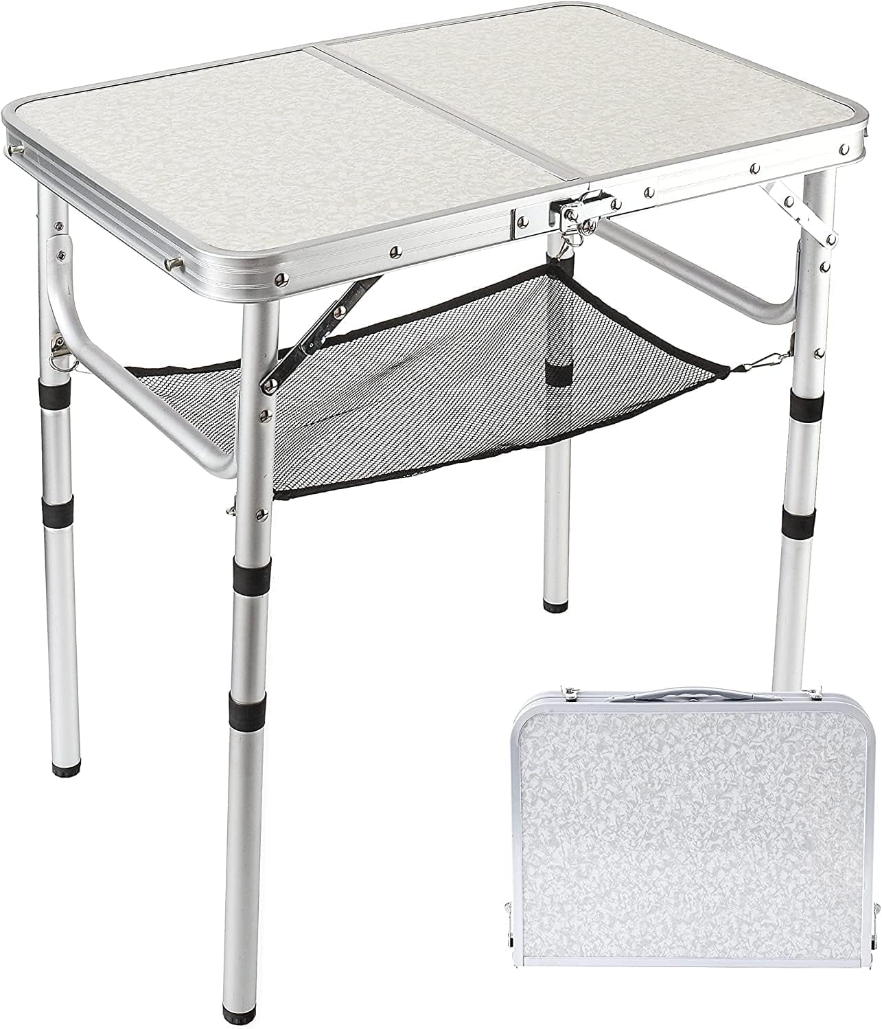 Small folding table, portable camping table with grid stand ...