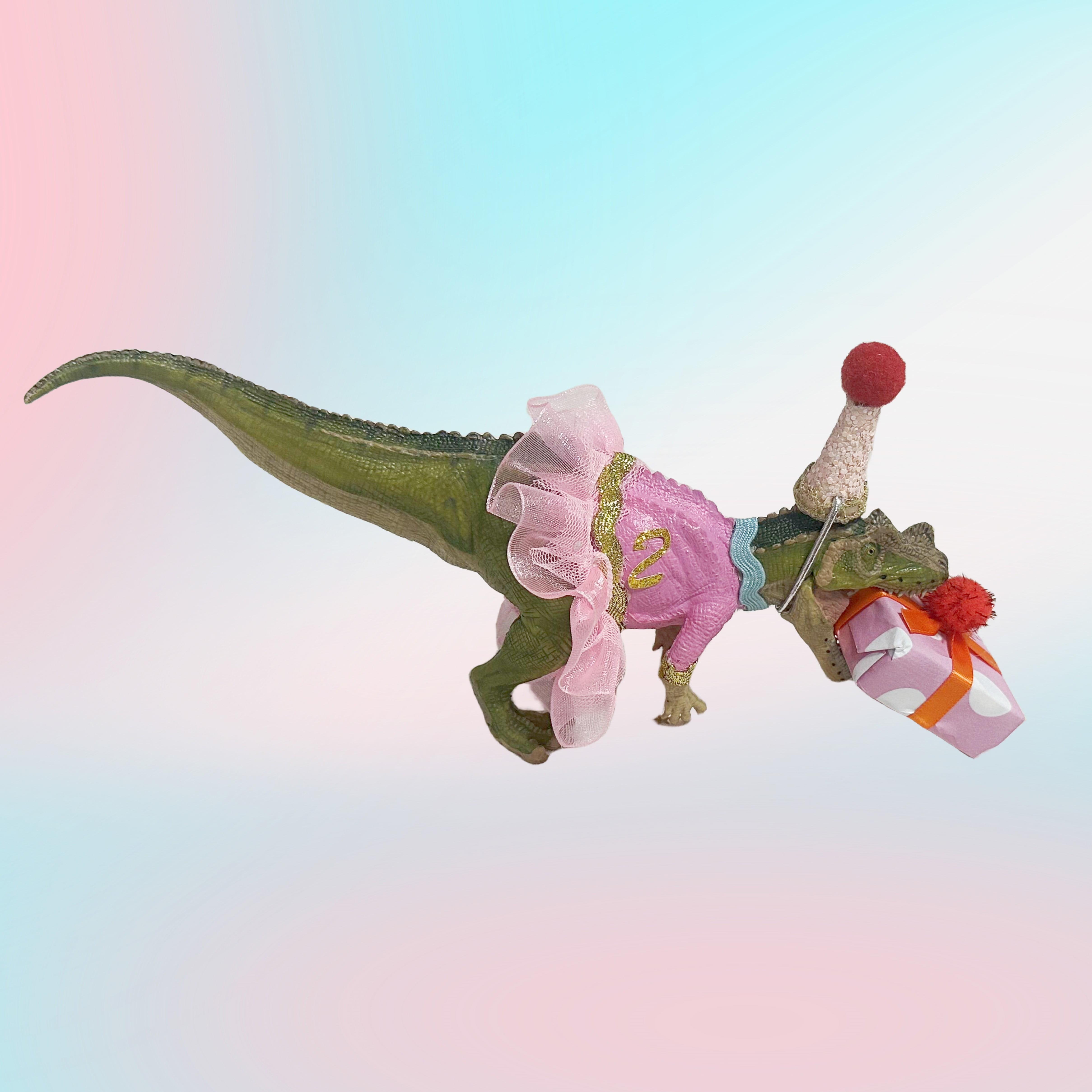 Small horned rhinosaurus Dinosaur Cake Topper With Tutu, Qoadwem Small ...