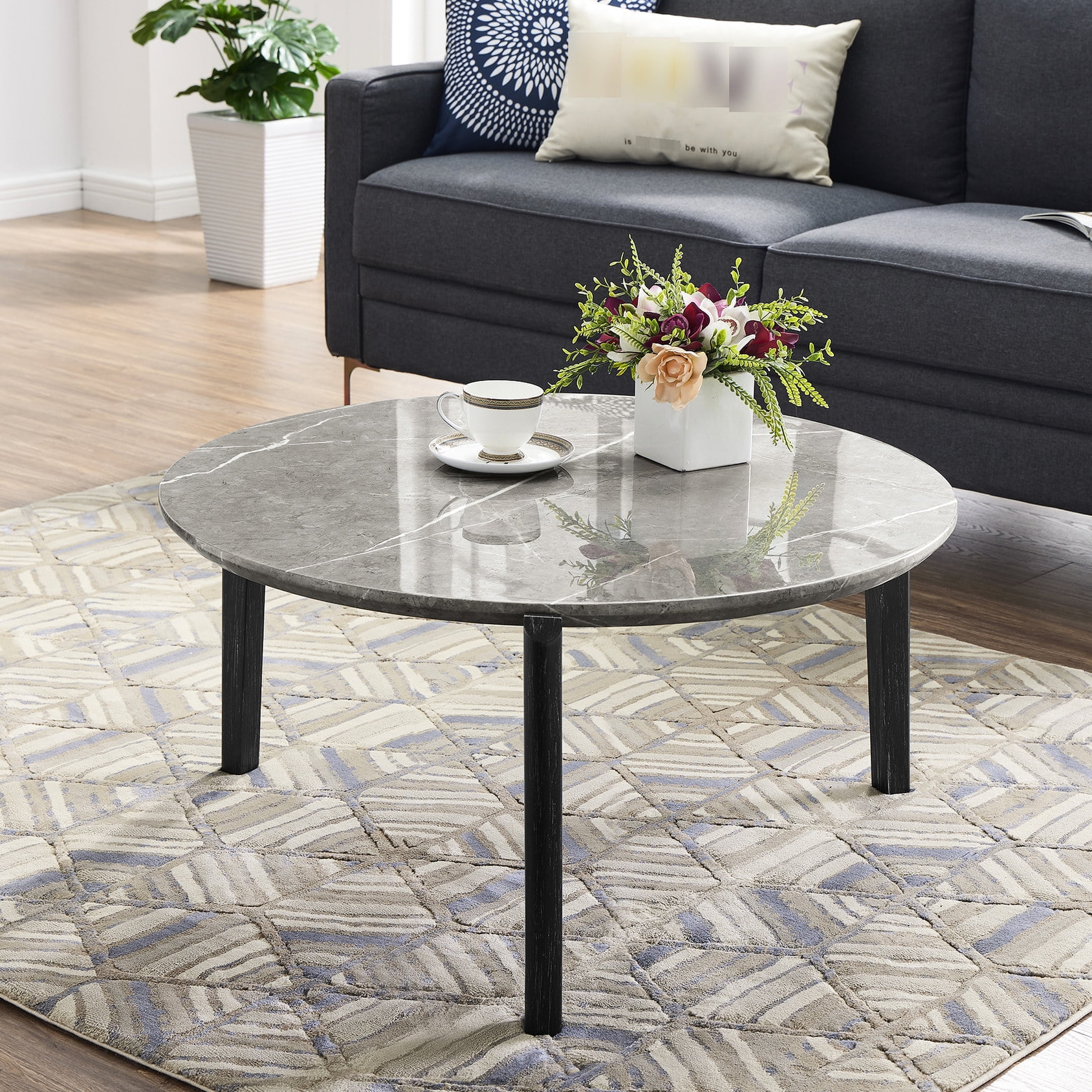 Small modern coffee table with beveled round design | Fits various ...