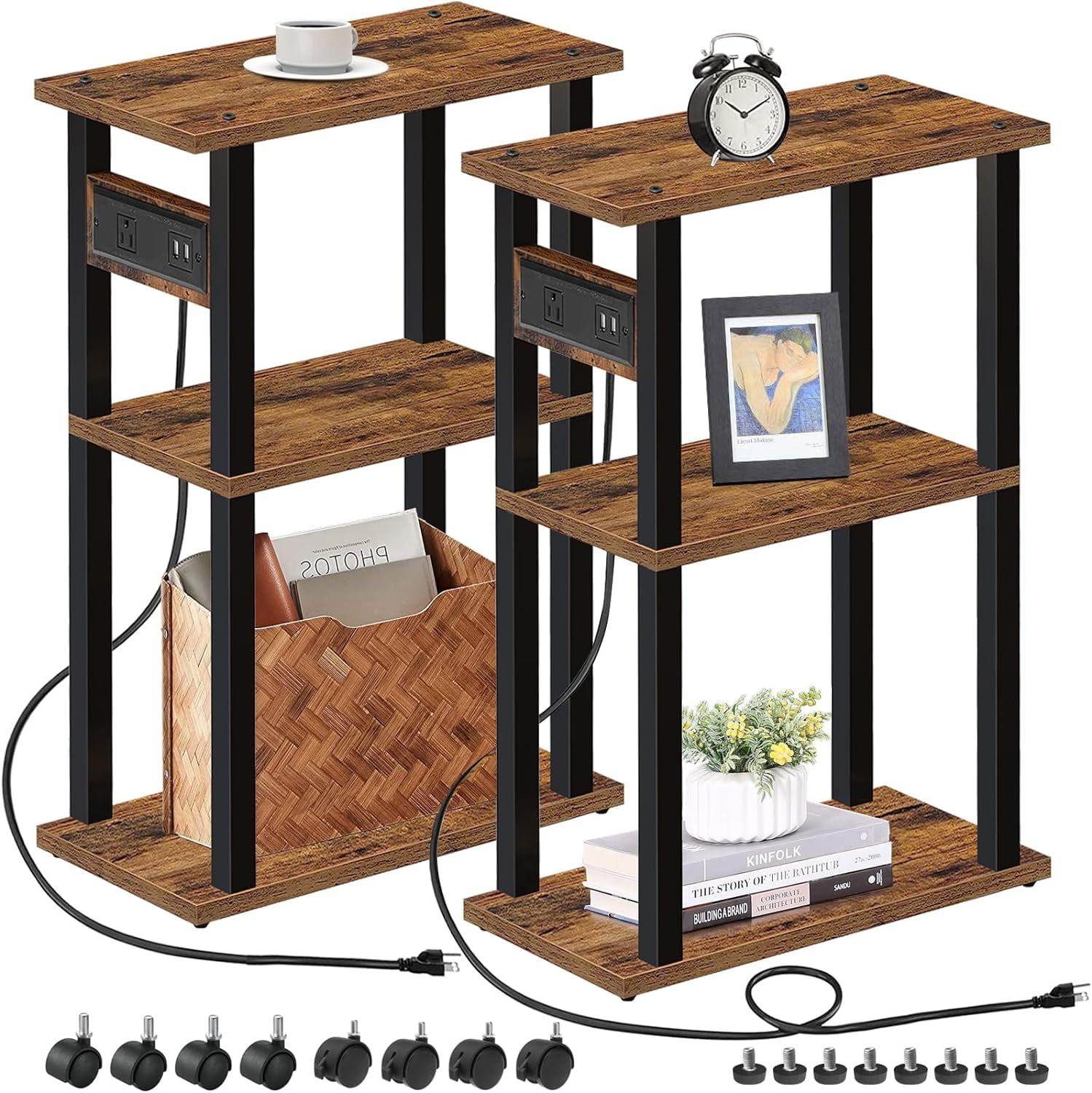 Small narrow-edge table (with charging dock), slender edge table ...