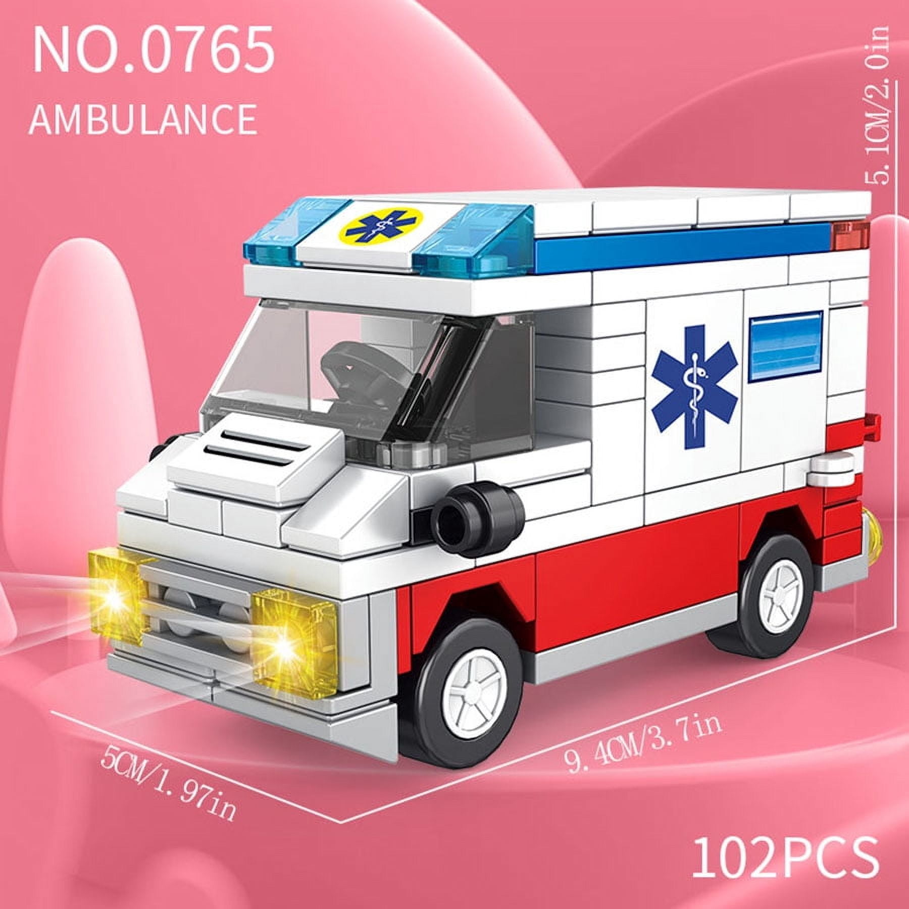 Small particle building block city vehicle model, school bus, fire ...