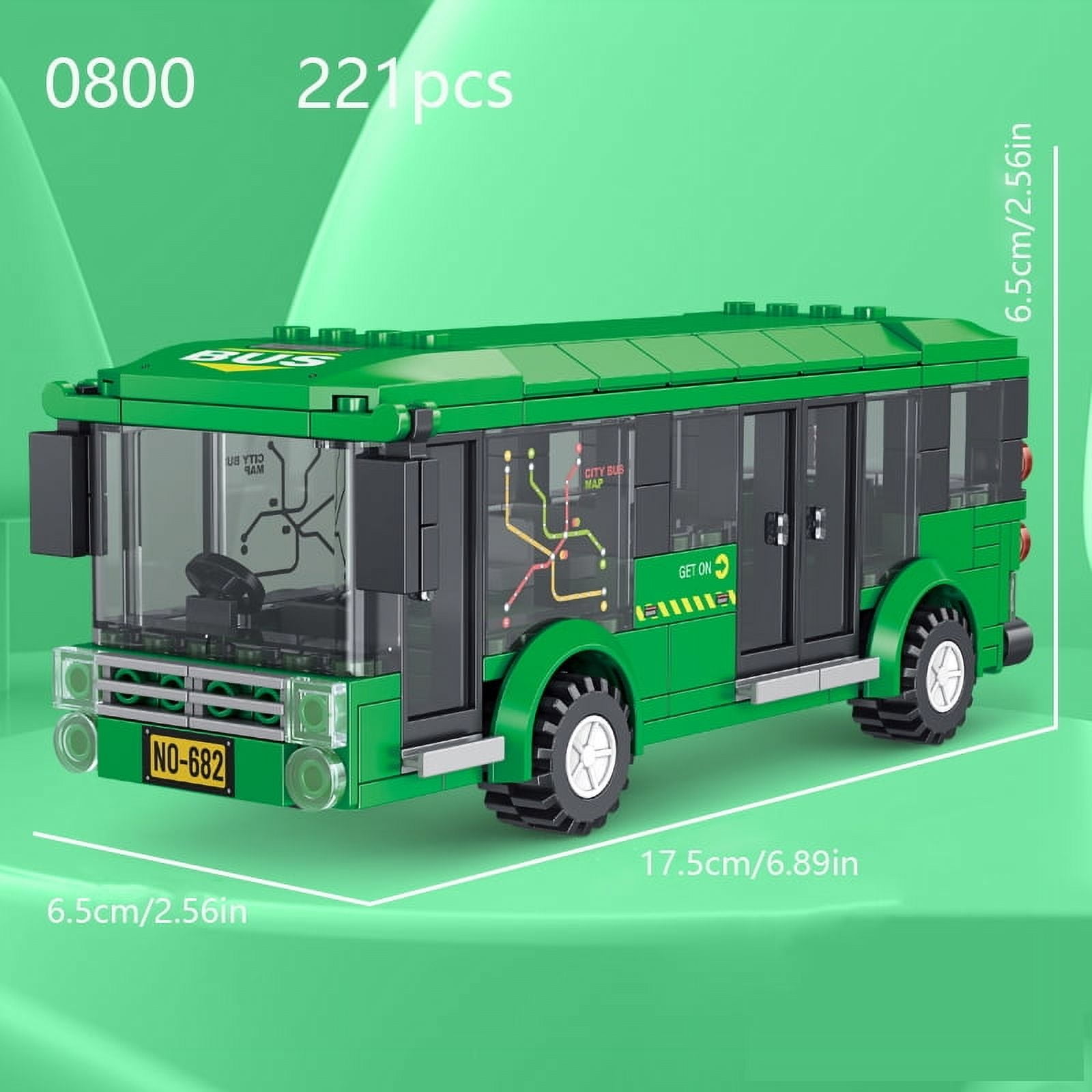 Small particle building block city vehicle model, school bus, fire ...