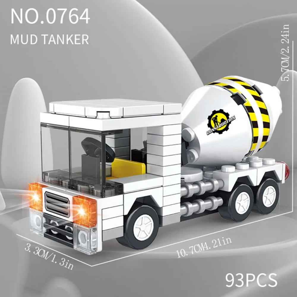Small particle building block city vehicle model, school bus, fire ...