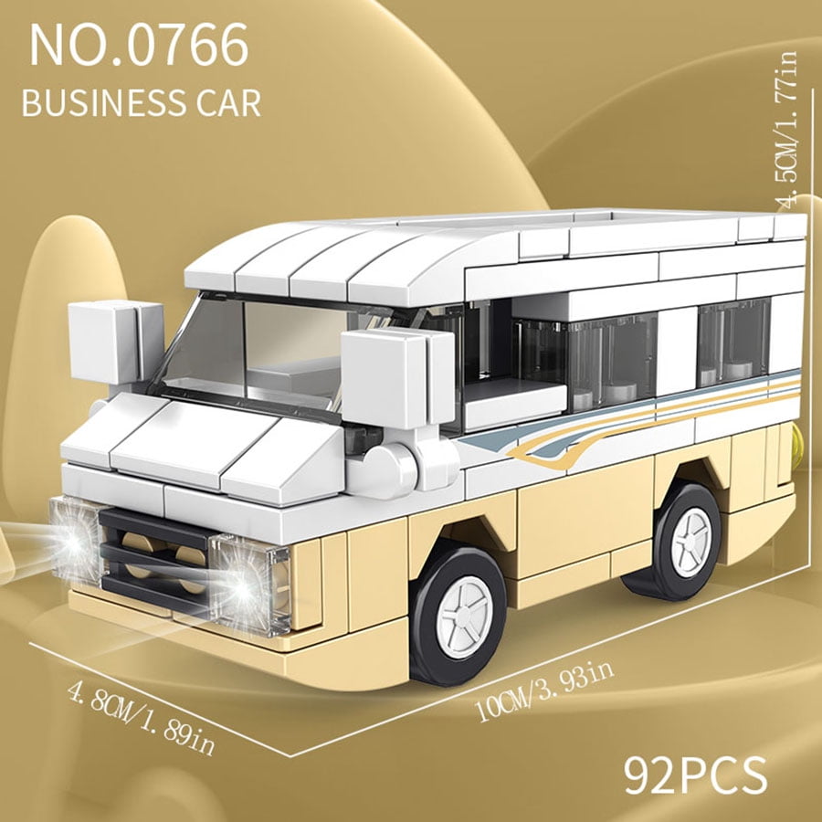 Small particle building block city vehicle model, school bus, fire ...