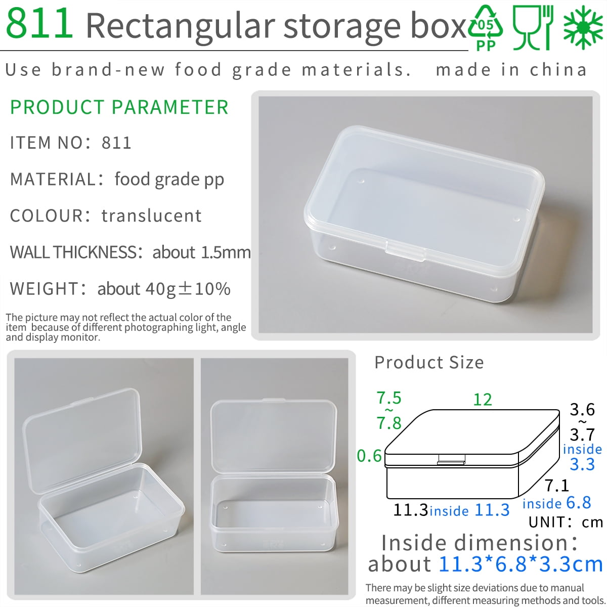 Small rectangular and square storage boxes food grade polypropylene PP ...