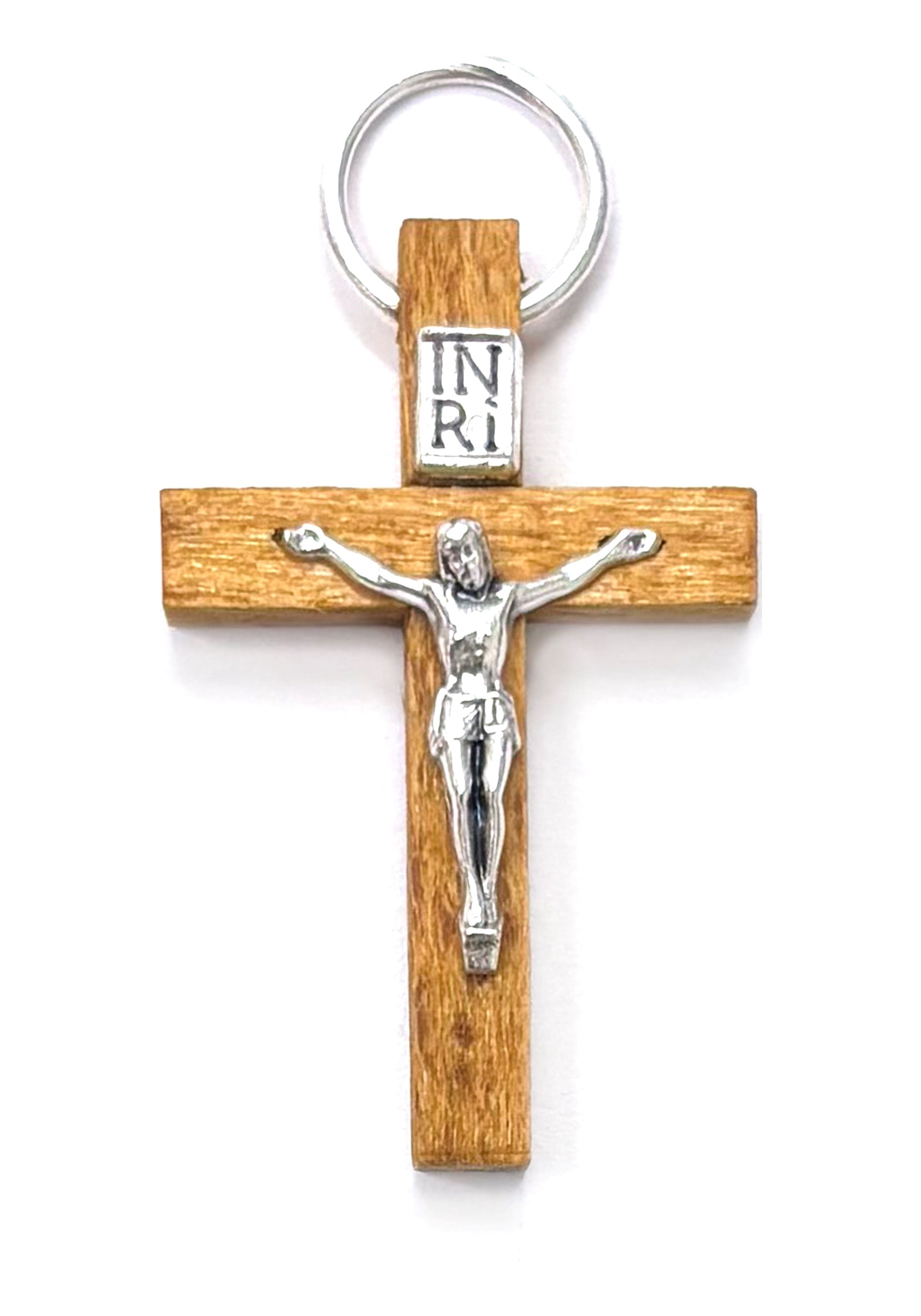 Small rustic wooden crucifix with silver metal body - Walmart.com