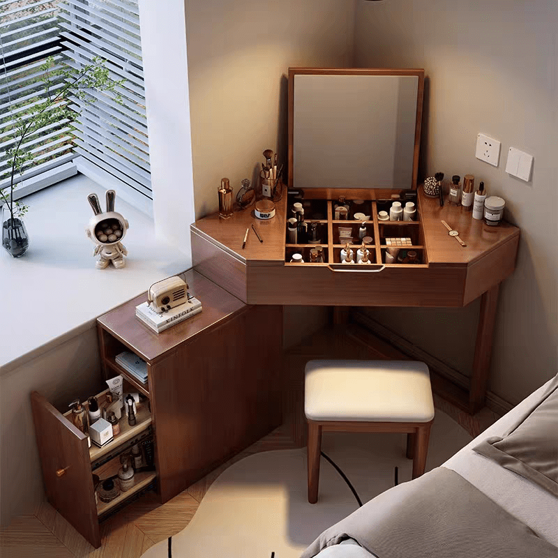 Small-space Corner Makeup Table, a solid wood corner dressing table ...