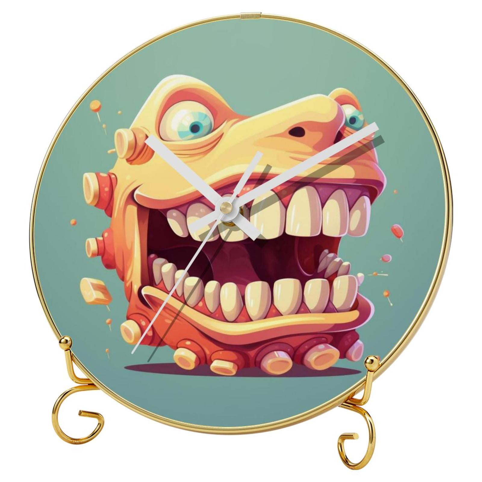 Small teeth Round Wall Clocks with Hooks and Gold Stand, Silent Non ...