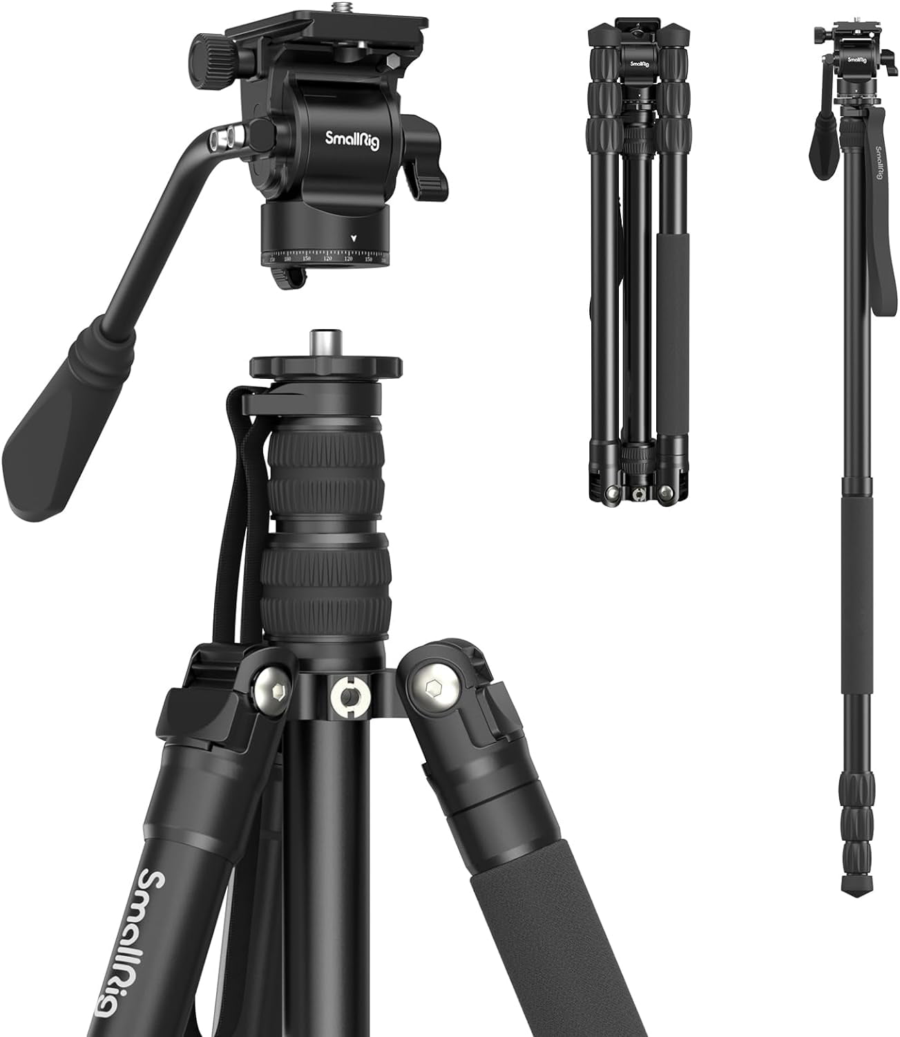 SmallRig CT180 Video Tripod, 72" Camera Tripod Monopod with Fluid Head ...