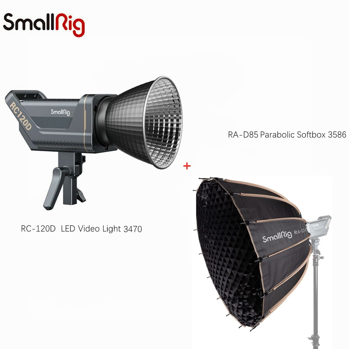 SmallRig RC-120D 120W LED Video Light 3470 + Bowens Mount Parabolic ...