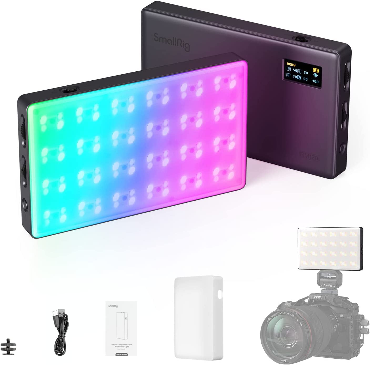SmallRig RM120 RGB Video Light, 5000mAh 180 Minutes Portable Camera ...