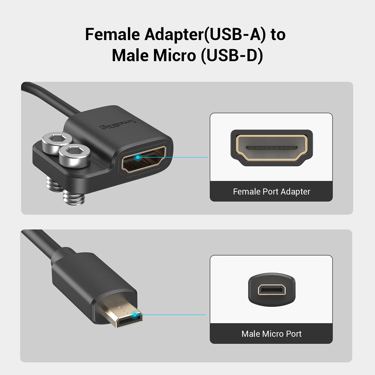 SmallRig Ultra Slim 4K HDMI 2.0 with 1/4-20” screws Adapter Cable (D to ...