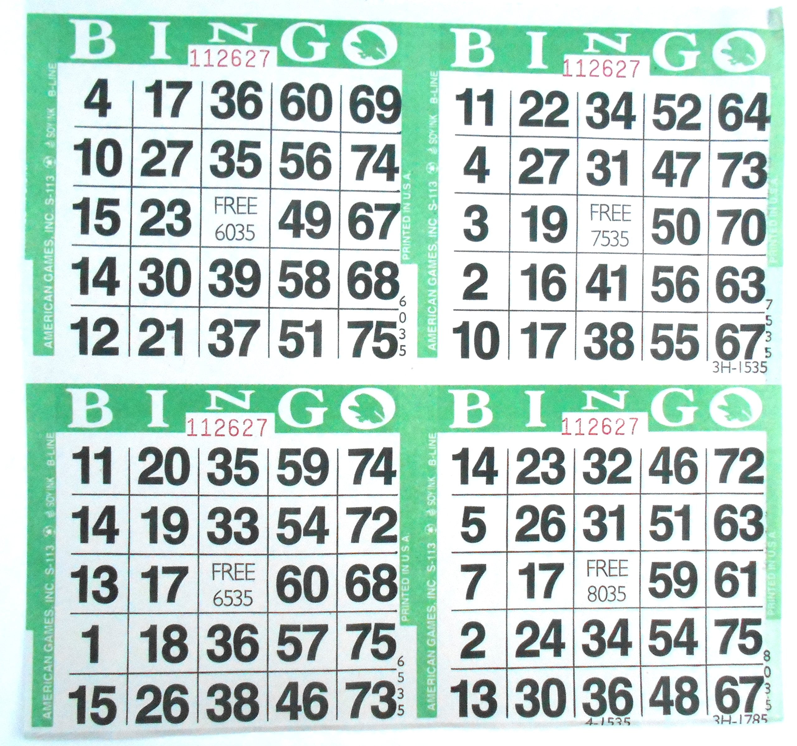 SmallToys 4 on Green Bingo Paper Game Cards - 750 Sheets - 8 Inch ...