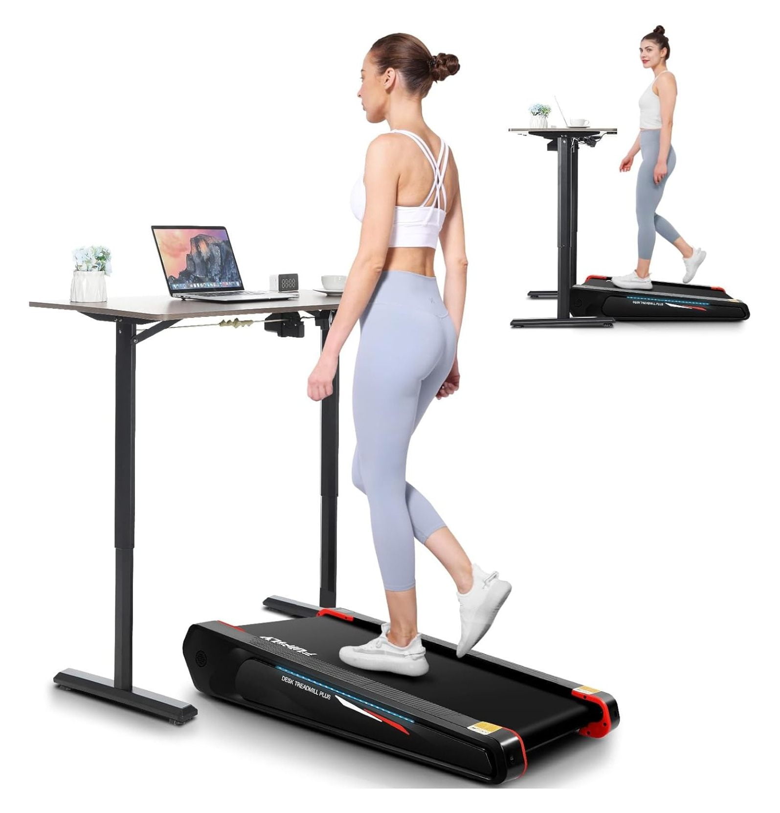 Smallest Walking Pad With Incline, 2 in 1 Under Desk Treadmill for Home ...