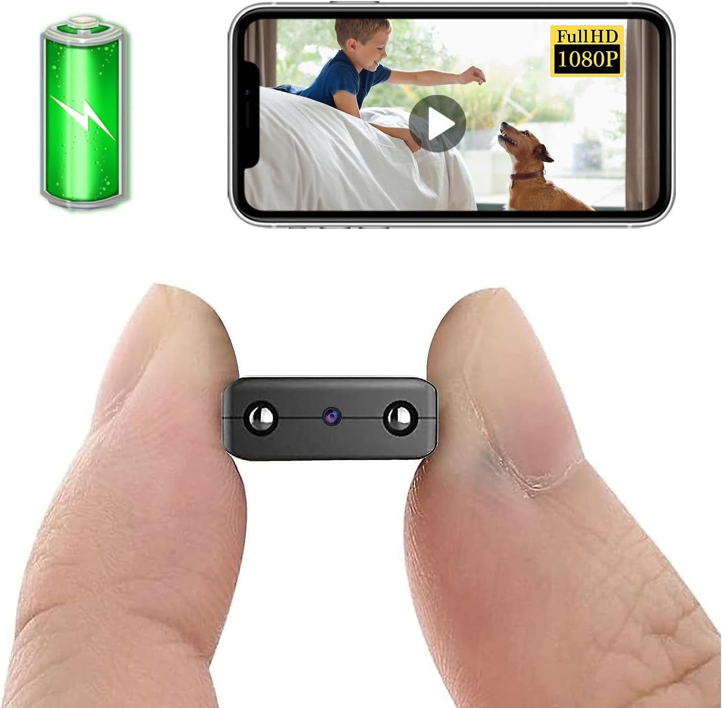 Smallest Wireless WiFi Camera With Battery,1080P Hidden Camera ,Spy ...