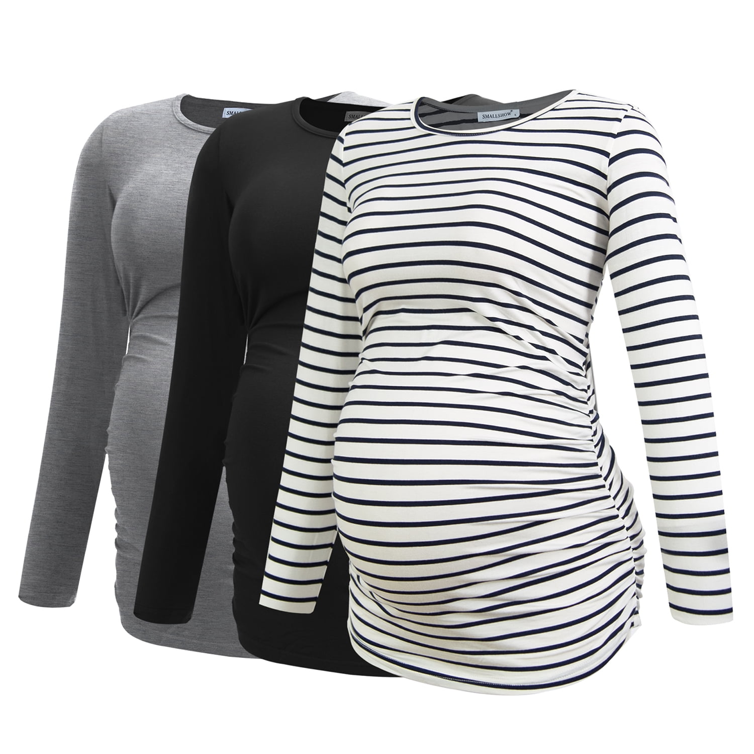 Smallshow Women's Long Sleeve Maternity Tops - 3-Pack Breathable ...